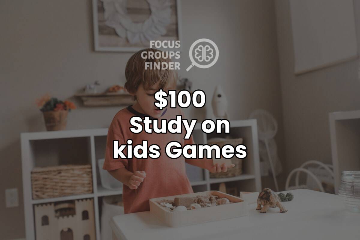Paid Online Focus Group on kids Games ($100) - FG Finder
